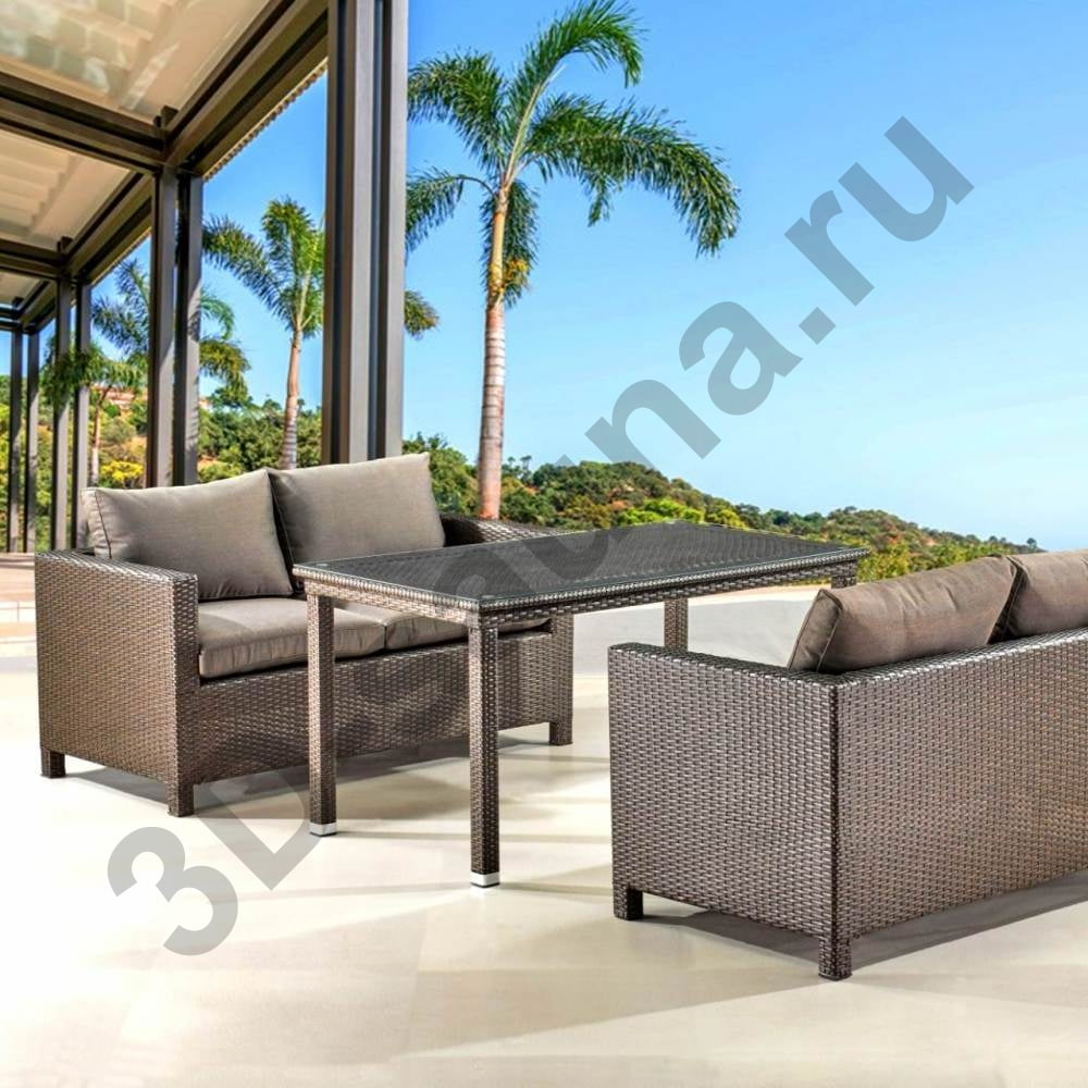 Комплект плетеной мебели из искусственного ротанга T256A/S59A-W53 Brown